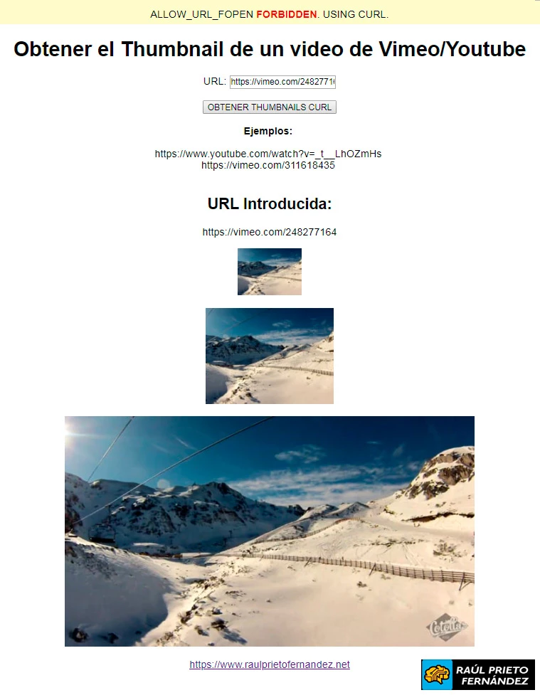 Cómo obtener el thumbnail de un vídeo de Youtube o Vimeo