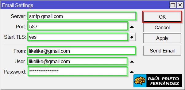 Cómo enviar Emails desde MikroTik y RouterOS con Gmail