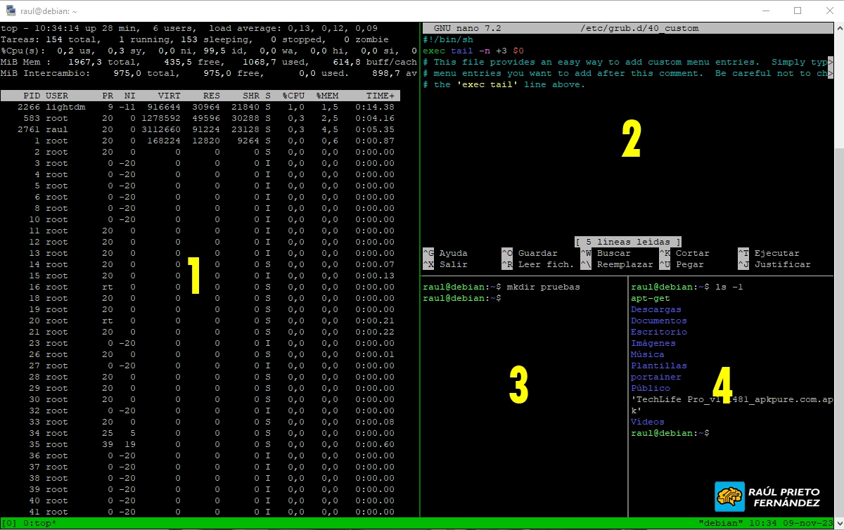 Cómo dividir la consola con TMUX en GNU/Linux