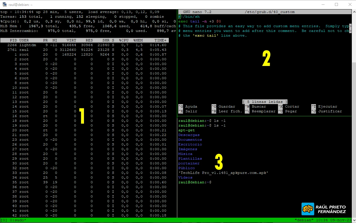 Cómo dividir la consola con TMUX en GNU/Linux