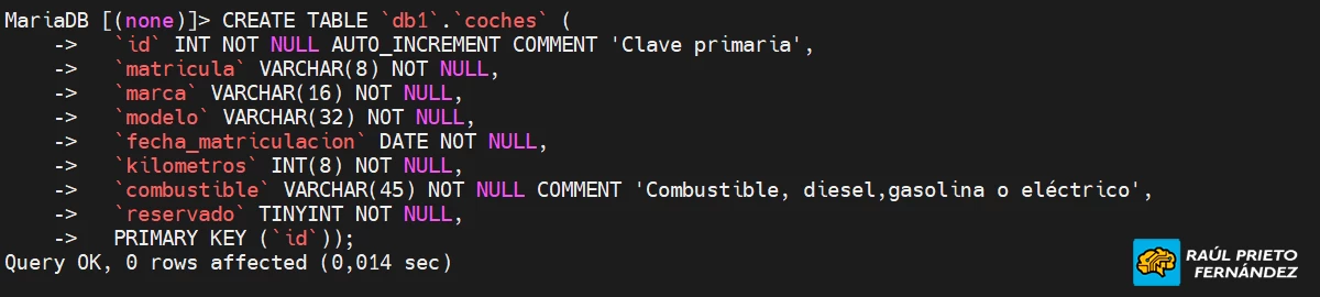 Cómo crear una tabla en MySQL/MariaDB