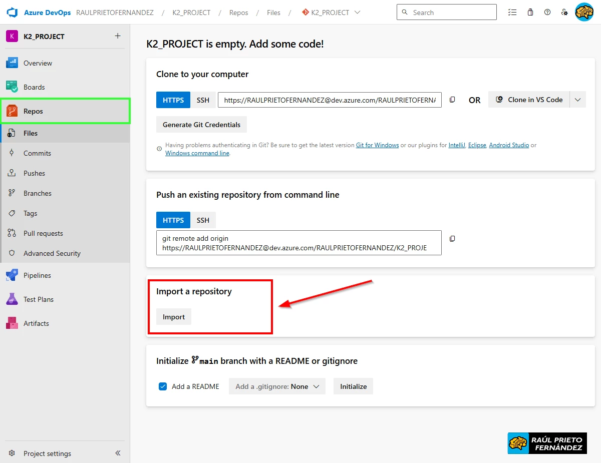Cómo clonar un repositorio de GitHub en Azure DevOps