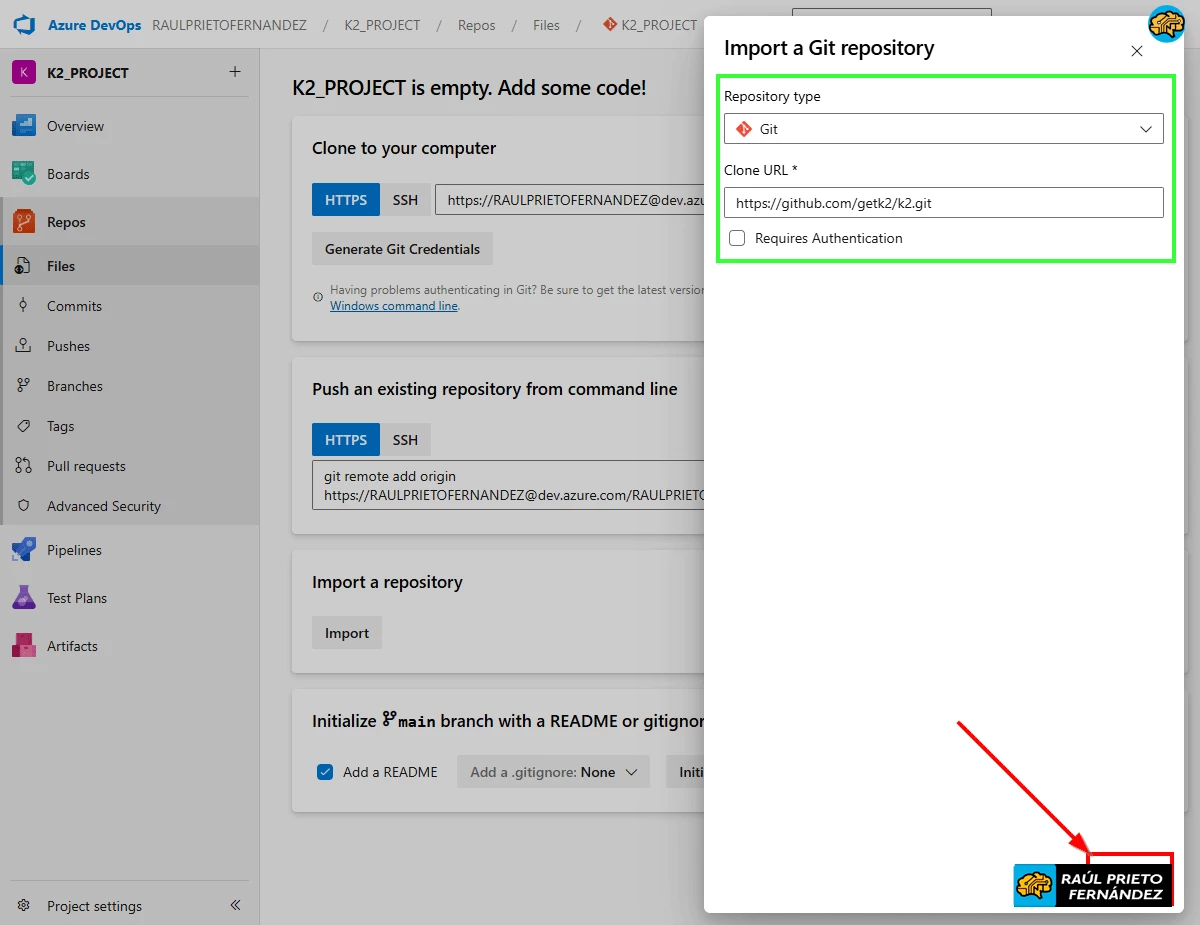 Cómo clonar un repositorio de GitHub en Azure DevOps