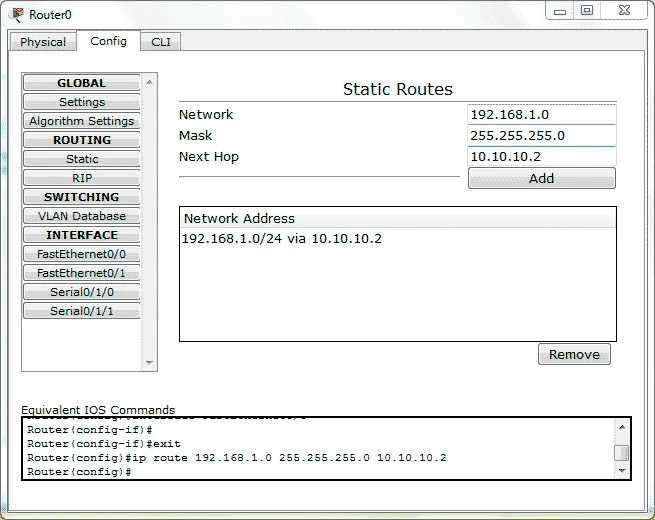 Enrutamiento estático con Packet Tracer